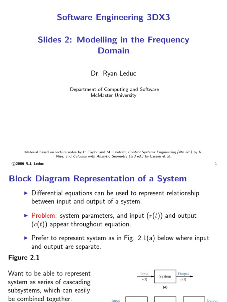 Frequency Domain Modeling in Systems | PDF | Laplace Transform | Torque