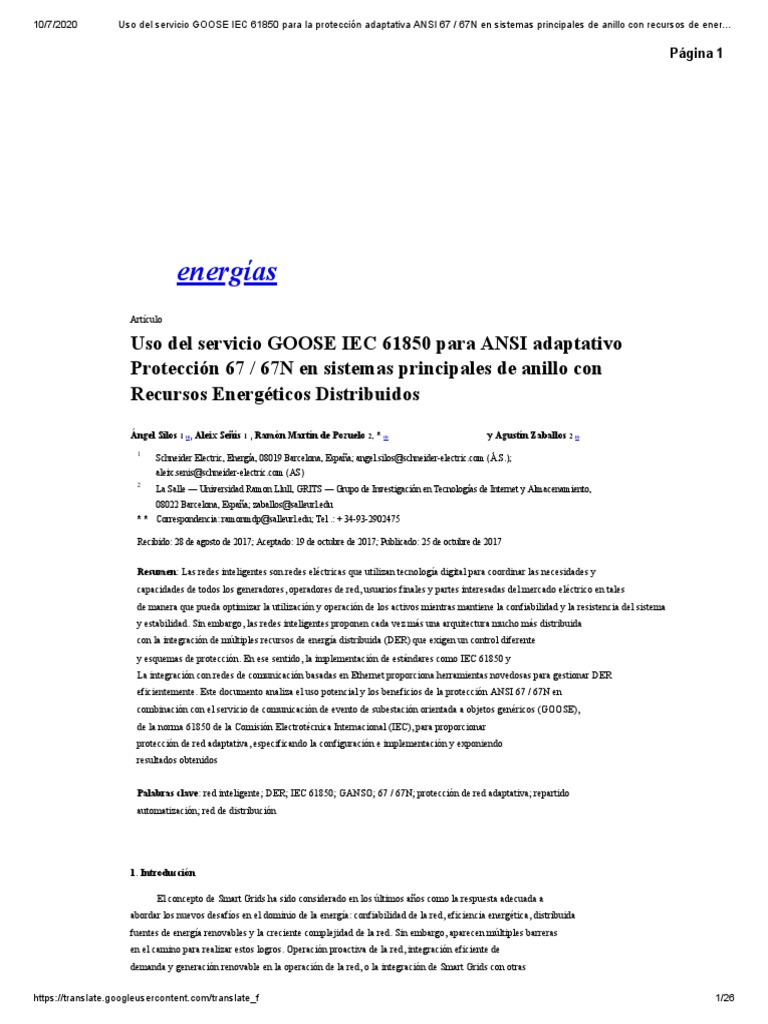 Goose Iec 61850 - Ansi 67 - 67N | PDF | Red inteligente | Red de ...