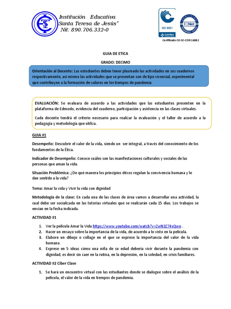 Guia de Etica..decimo | PDF | Dignidad | Derechos humanos