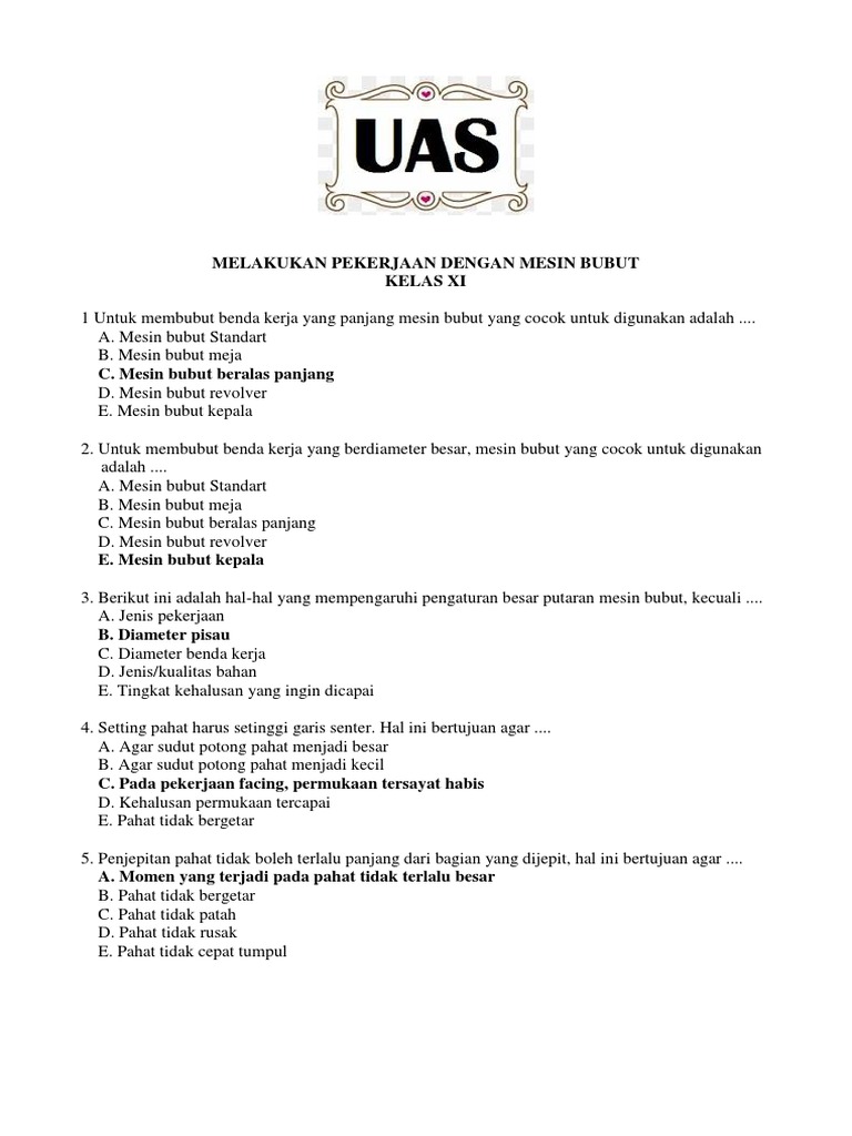 Soal Melakukan Pekerjaan Dengan Mesin Bubut K06 | PDF