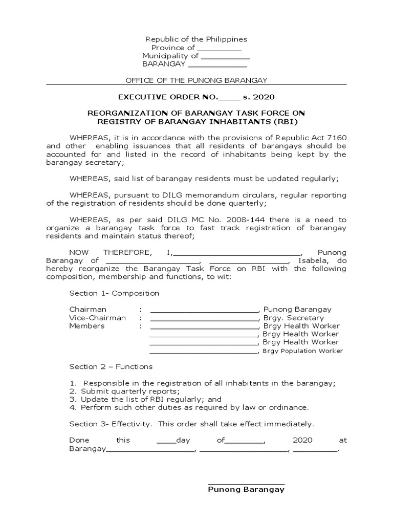 Registry of Barangay Inhabitants | PDF