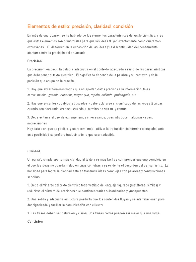 Lectura Precision Clariada Concicion | PDF | Lenguaje simple | Traducciones