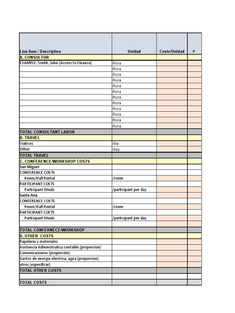 Anexo IV Presupuesto - Formato | PDF