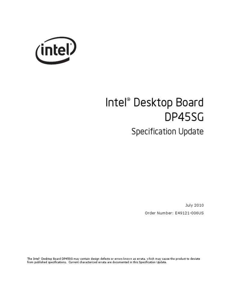 Intel® Desktop Board DP45SG: Specification Update | PDF | Specification ...