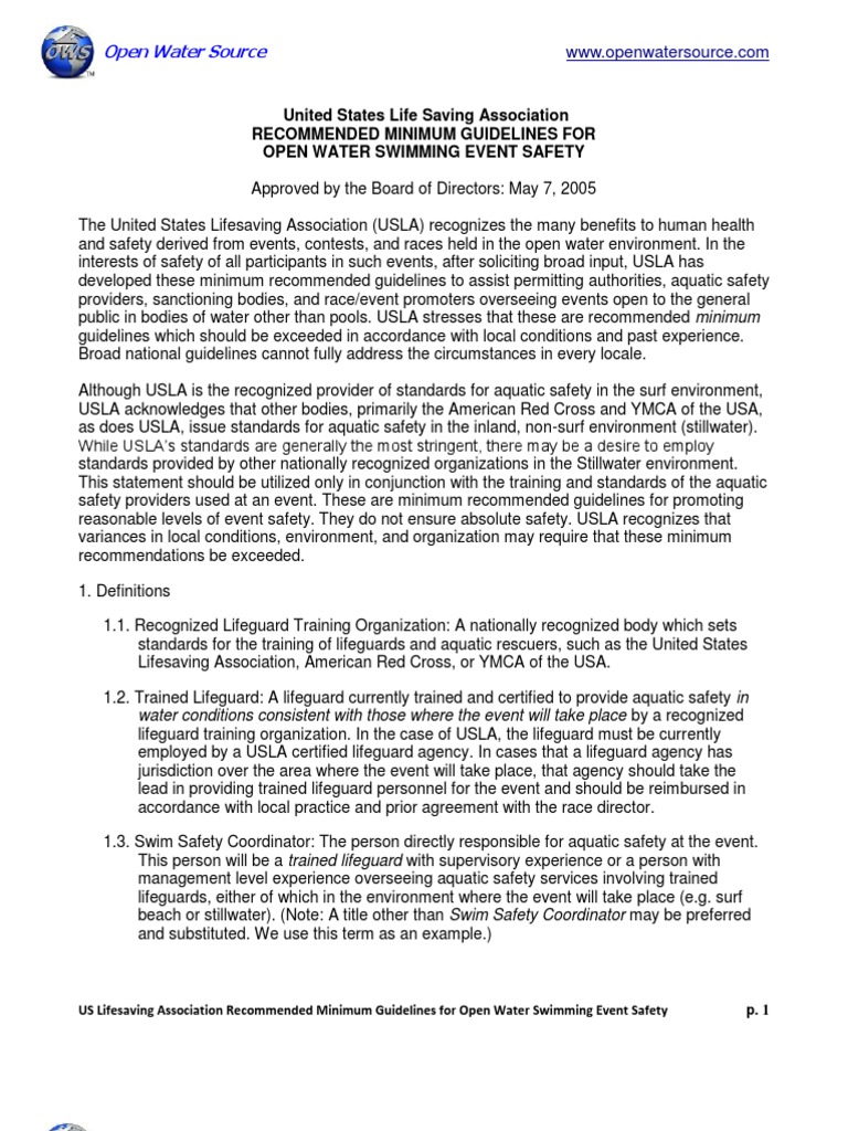 USLA Open Water Safety Guidelines | PDF | Emergency Medical Technician ...