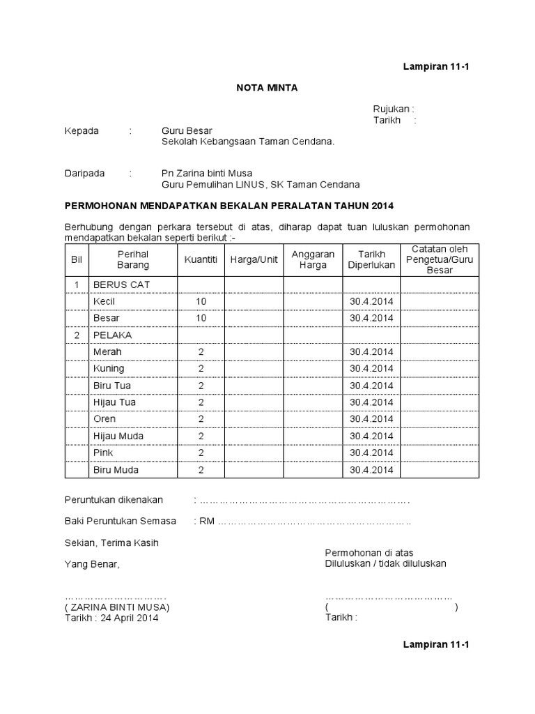 Nota Minta | PDF