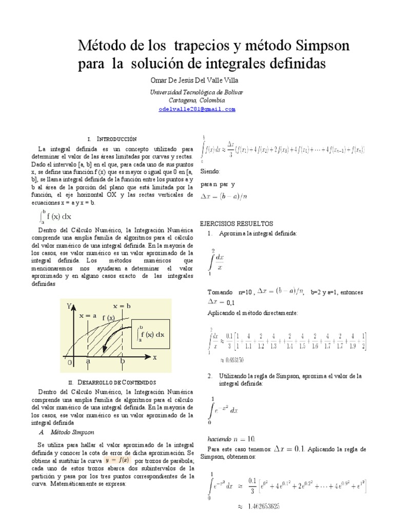 Metodo Númerico Trapecio y Simpson Con Formato IEEE | PDF | Integral | Análisis numérico