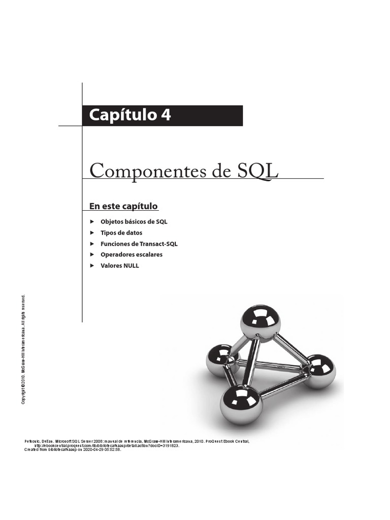 Capiitulo 4 - Componentes de SQL | PDF | Tipo de datos | Servidor SQL ...