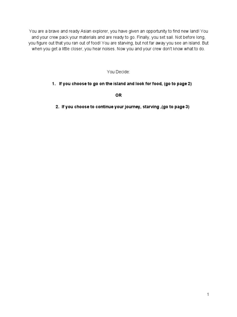 Choose Your Adventure: Island Explorer | PDF | Language Arts ...