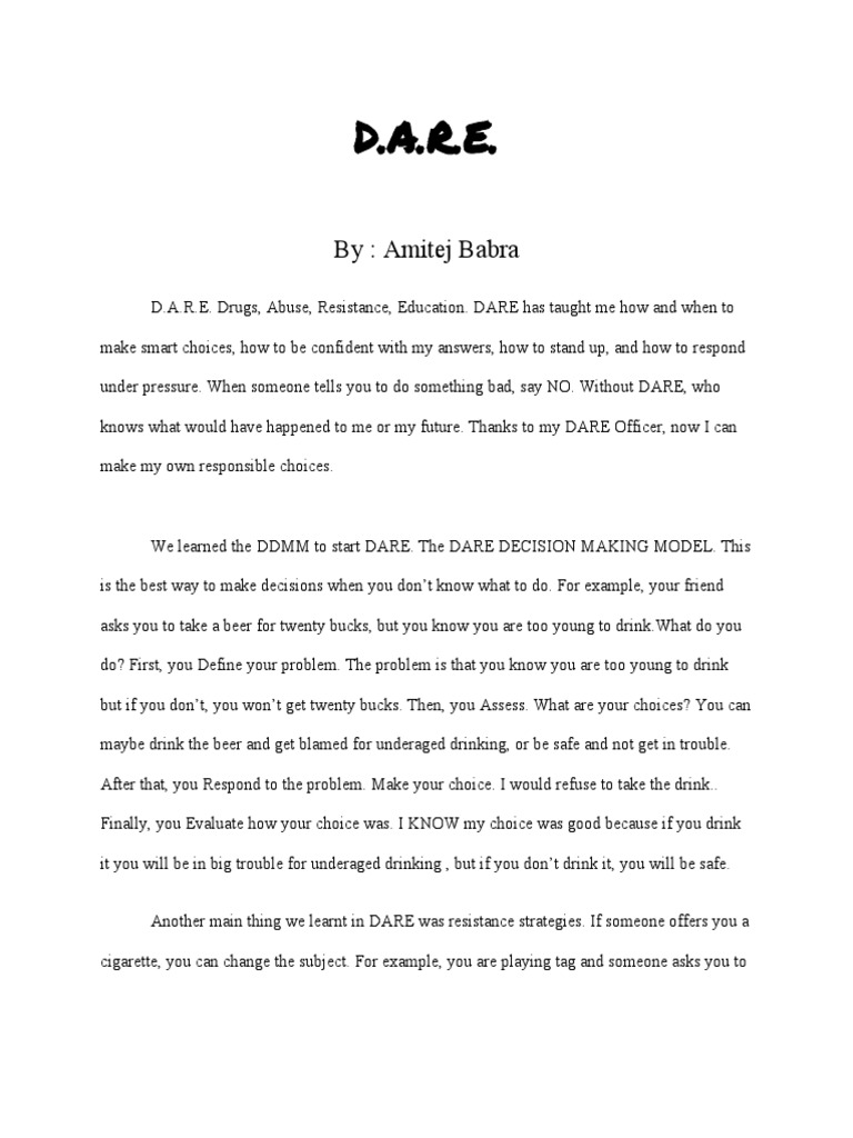 DARE Essay | Download Free PDF | Bullying | Behavioural Sciences