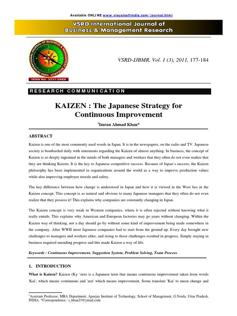 Kaizen: Japan's Continuous Improvement Strategy | PDF | Employment | Risk