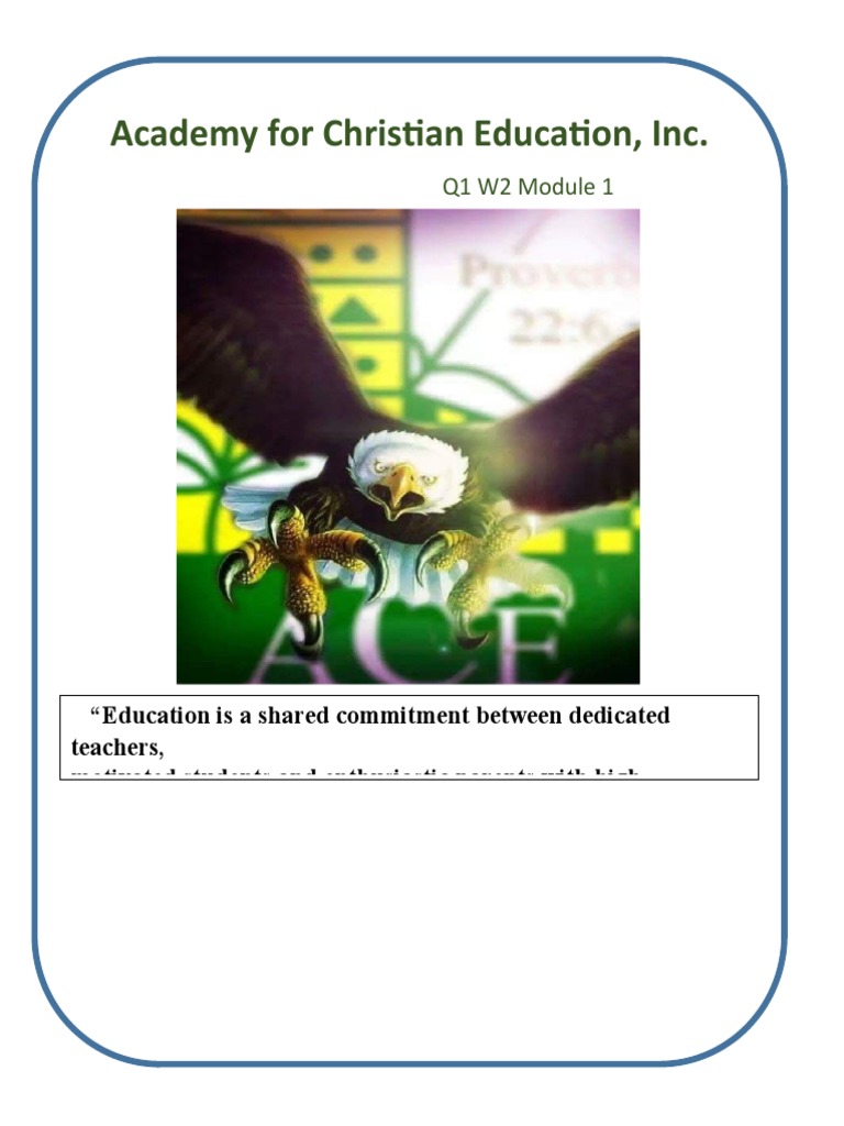Academy For Christian Education, Inc.: Q1 W2 Module 1 | PDF | Healthy ...