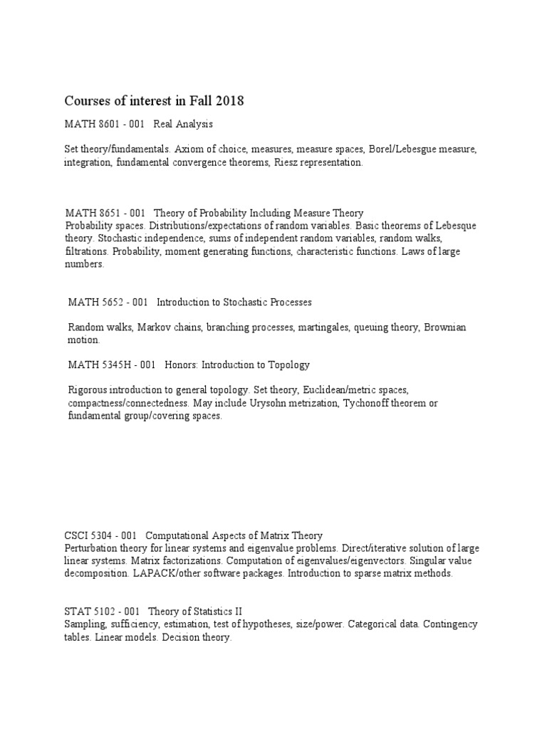 Courses of Interest | PDF