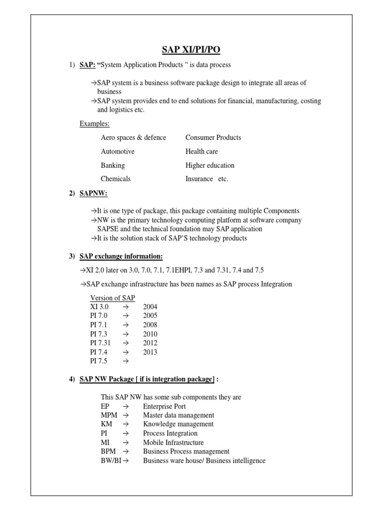 SAP XI/PI/PO Integration Overview | PDF