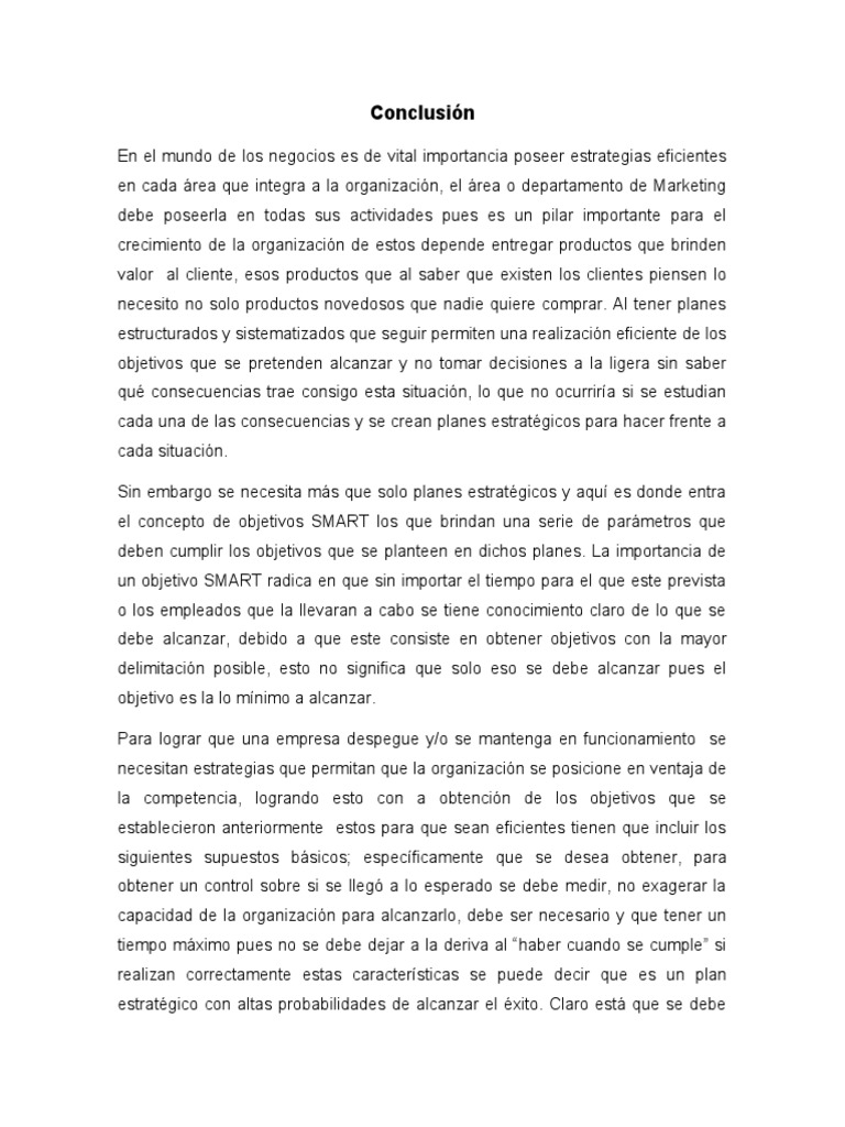 Conclusión Objetivos SMART | PDF