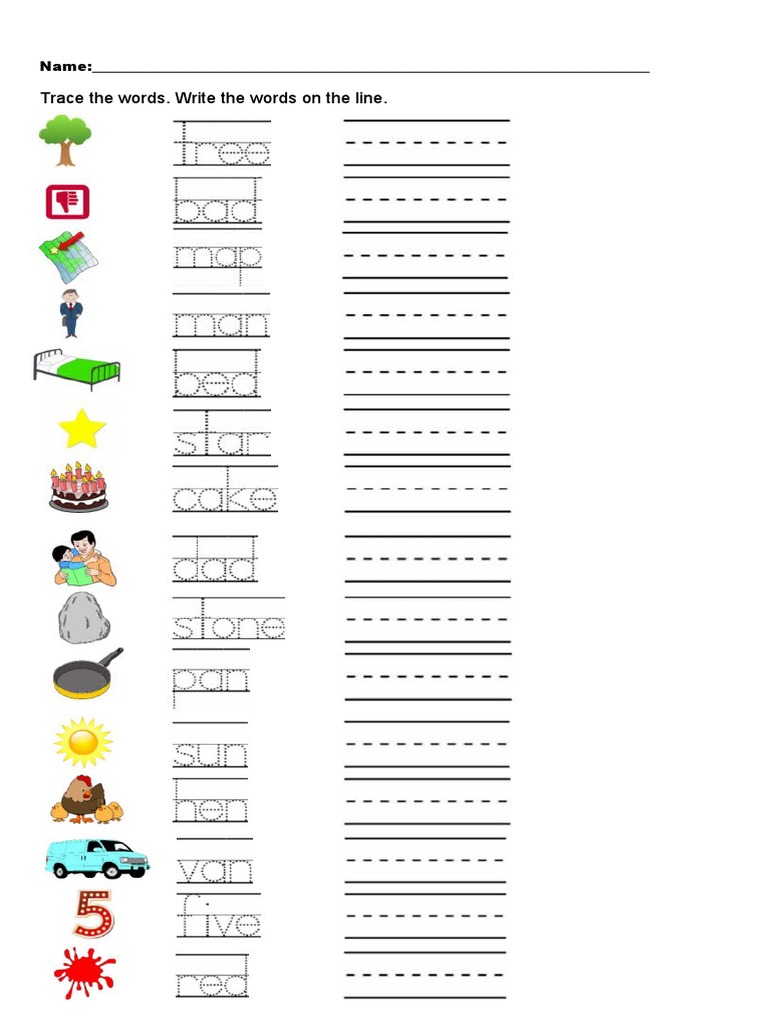 Trace The Words. Write The Words On The Line | PDF