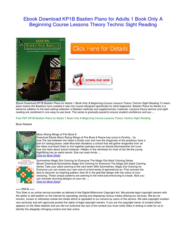 Ebook Download KP1B Bastien Piano For Adults 1 Book Only A Beginning ...