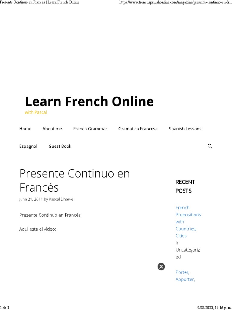 Presente Continuo Frances | PDF