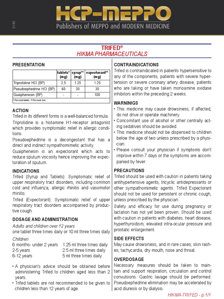 2152 Trifed 1444226440 PDF | PDF | Drugs | Pharmacology