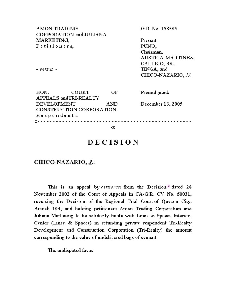 Amon Trading Corporation vs. CA - 477 SCRA 552 | PDF | Payments | Damages