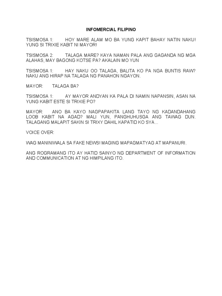 Infomercial Filipino