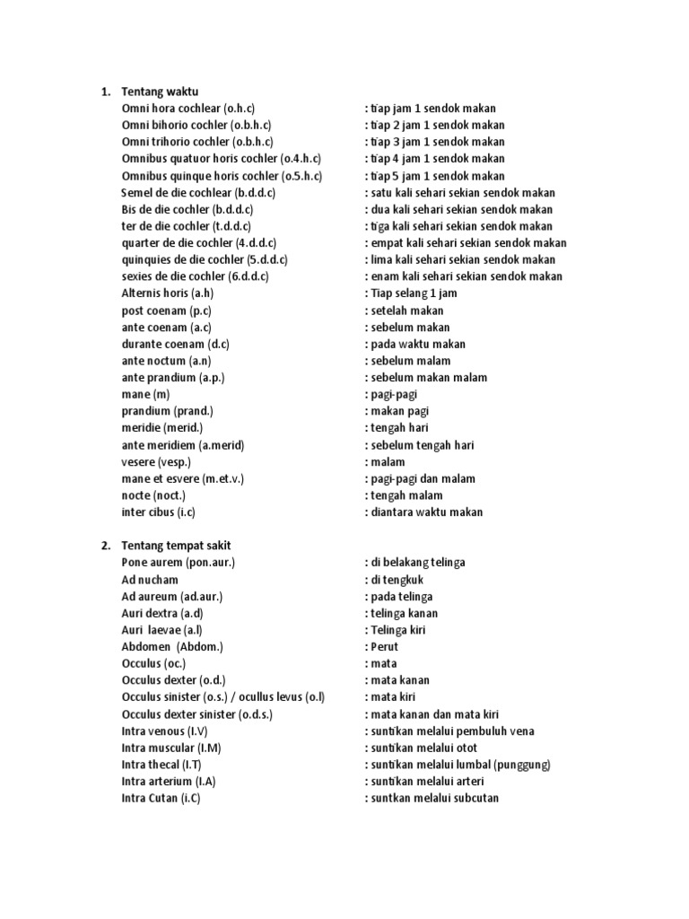 Istilah Latin REVISI Dalam Penulisan Resep | PDF