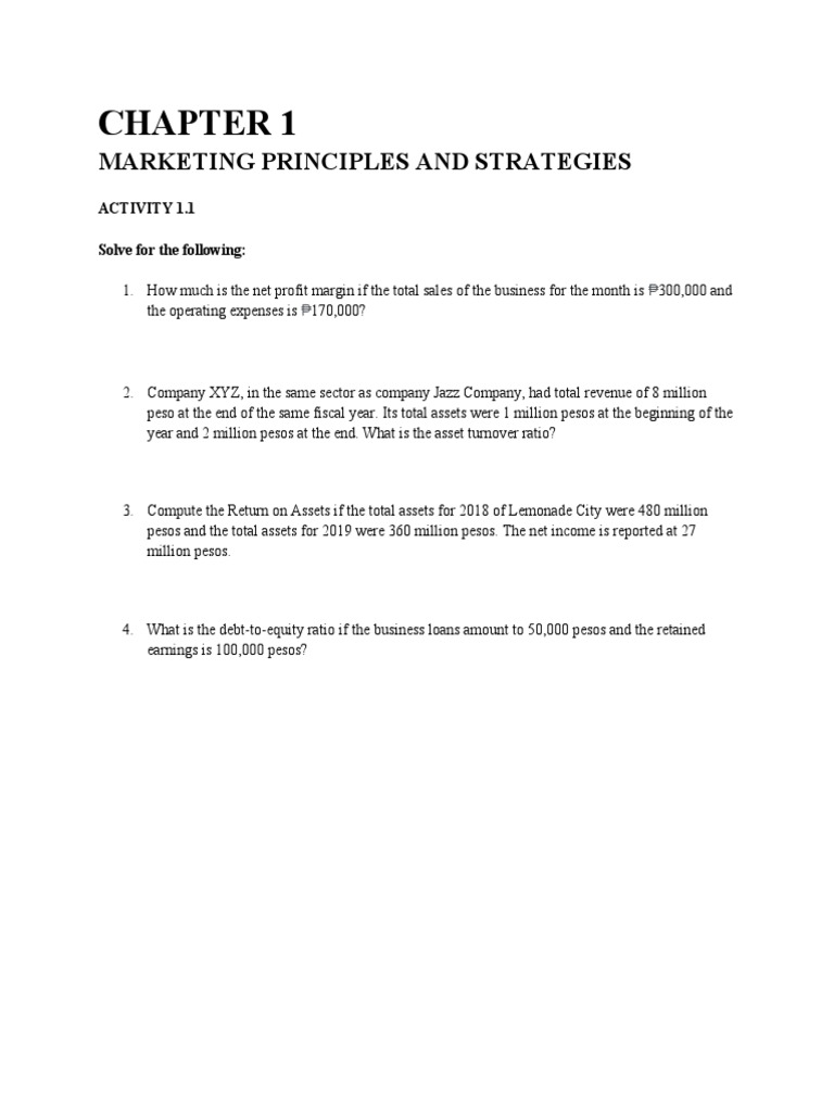 Marketing Activity Sheet 1 | PDF