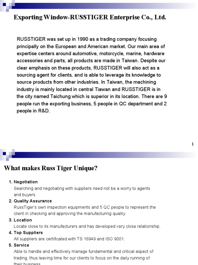 Exporting Window-RUSSTIGER Enterprise Co., Ltd | PDF | Casting ...