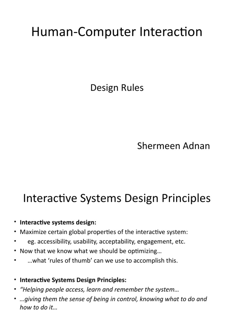 HCI Lect - 11 Interactive System Design Principle | PDF | Usability ...