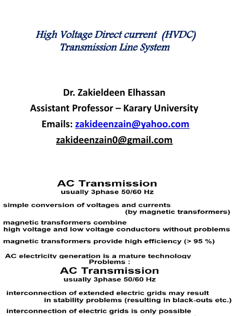 High Voltage Direct Current (HVDC) Transmission Line System | PDF ...