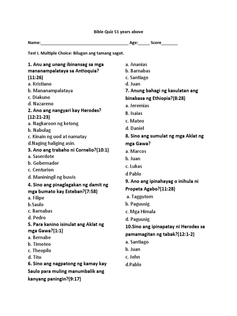 Bible Quiz | PDF