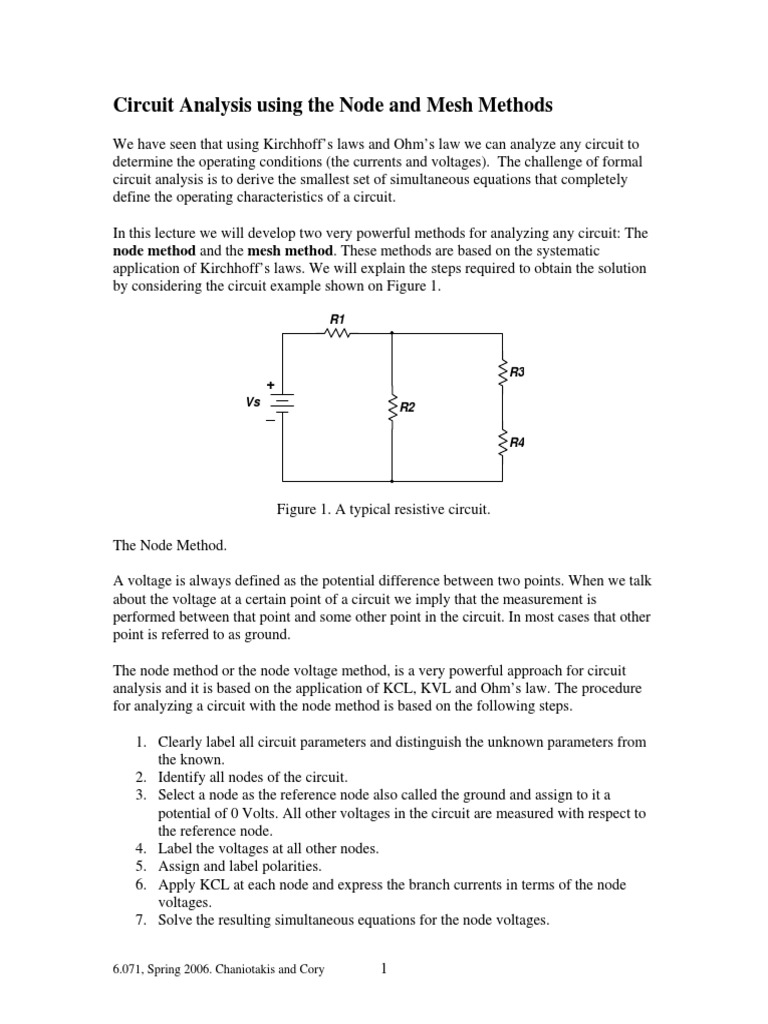 Circuit Analysis Using The Node and Mesh Methods | PDF