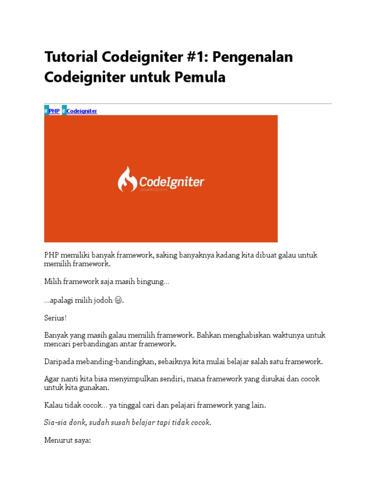 Tutorial Codeigniter | PDF