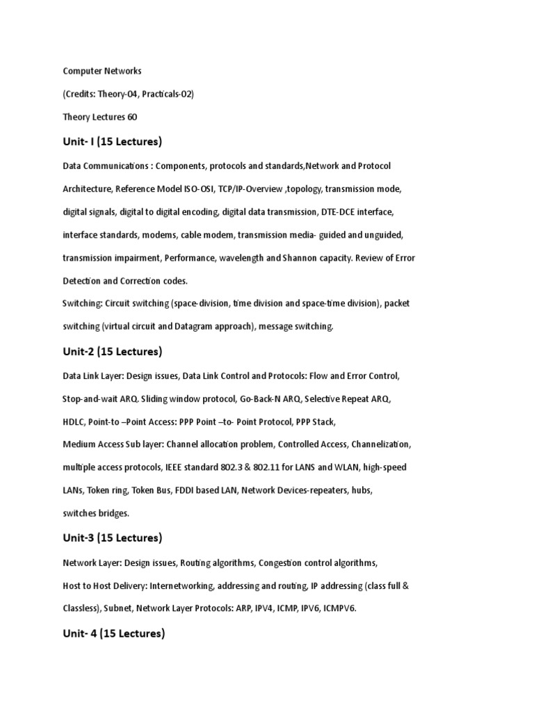 Computer Network Syllabus Pdf Computer Network Transmission Control Protocol