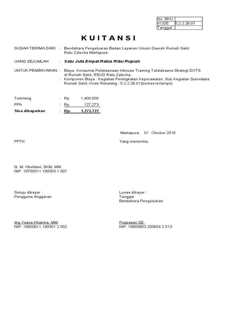 Kwitansi Makan Dots | PDF