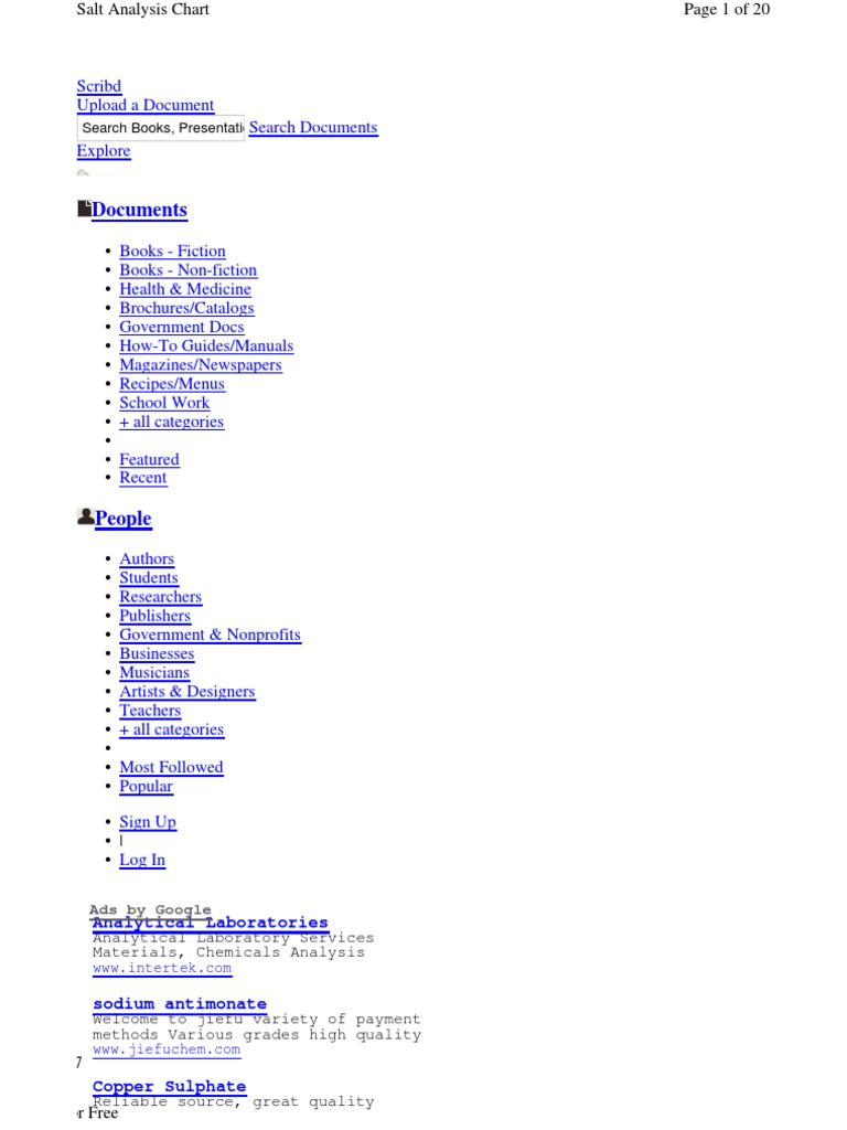 TeSt Salt-Analysis | PDF | Salt (Chemistry) | Analytical Chemistry