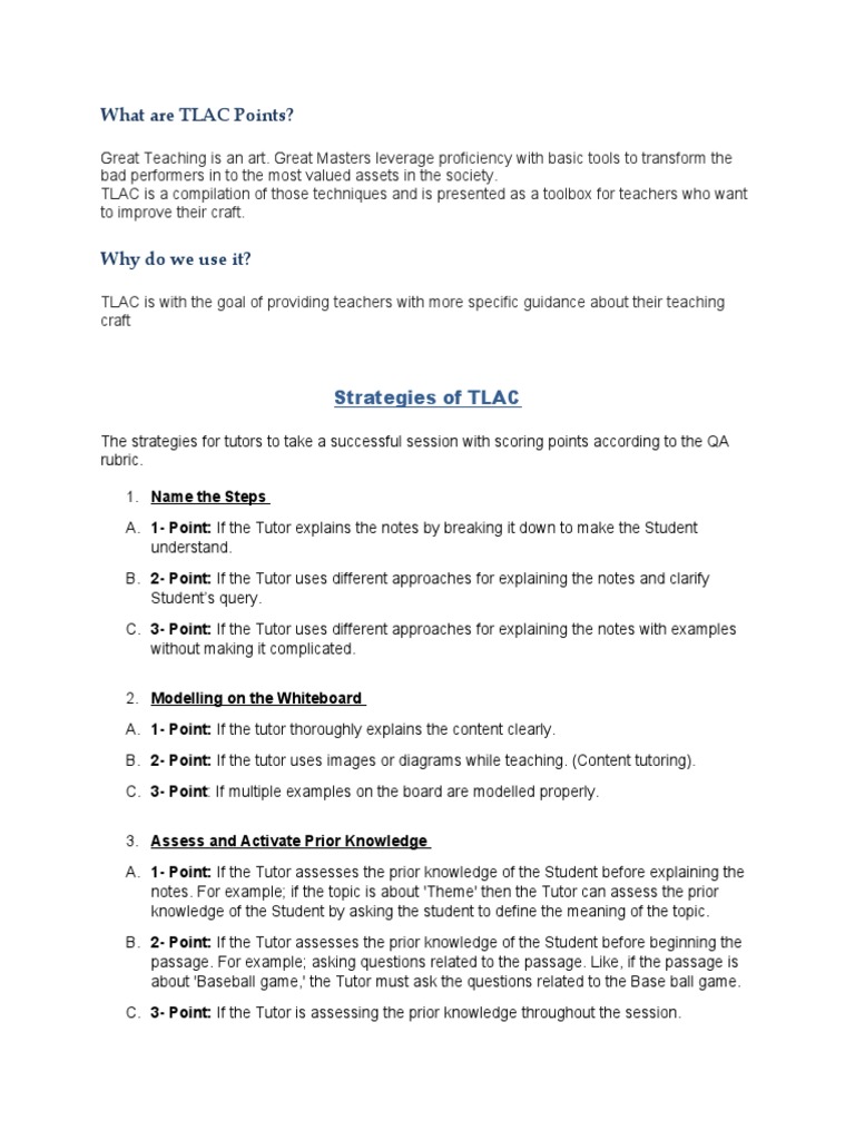What Are TLAC Points? | Download Free PDF | Tutor | Question