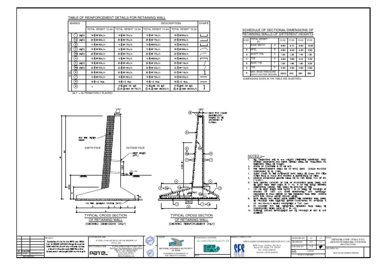 Drawing of Retaining Wall - Bridges | PDF | Civil Engineering ...