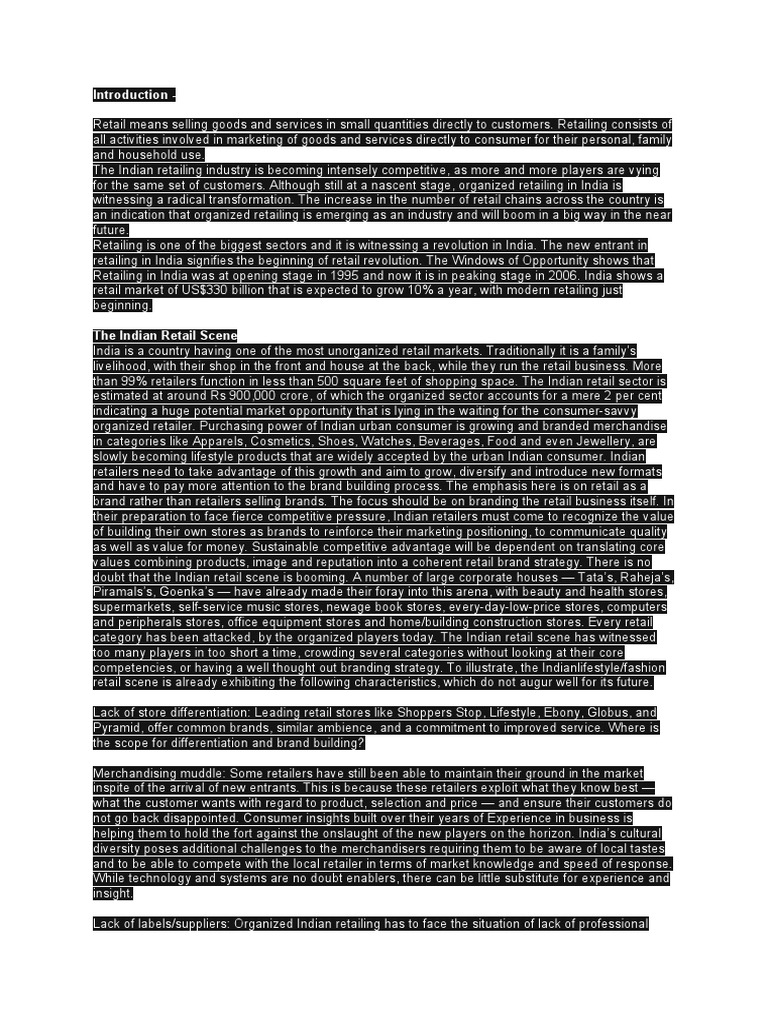 Global&Indian Retail Scenario | PDF | Retail | Supermarket