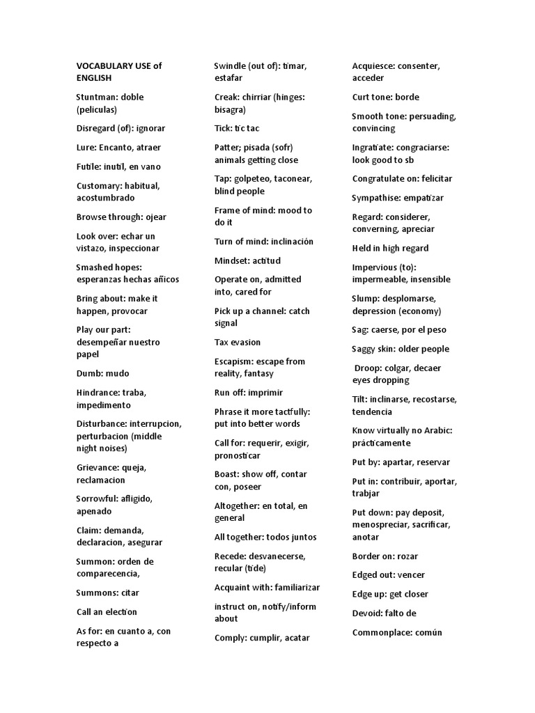Vocabulary for Advanced English Learners | PDF