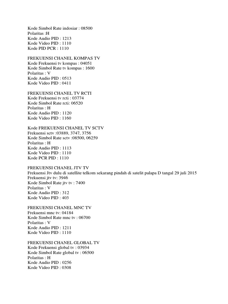 Kode Simbol Rate TV | PDF | Television | Broadcasting