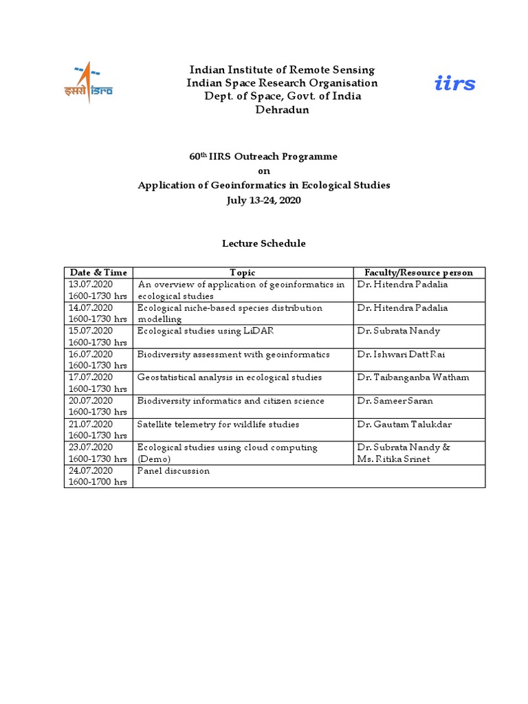 Indian Institute of Remote Sensing Indian Space Research Organisation ...