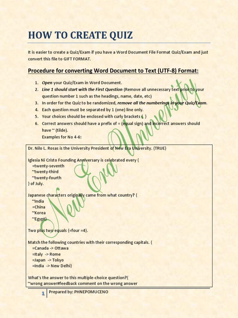 How To Create Quiz: Procedure For Converting Word Document To Text (UTF ...
