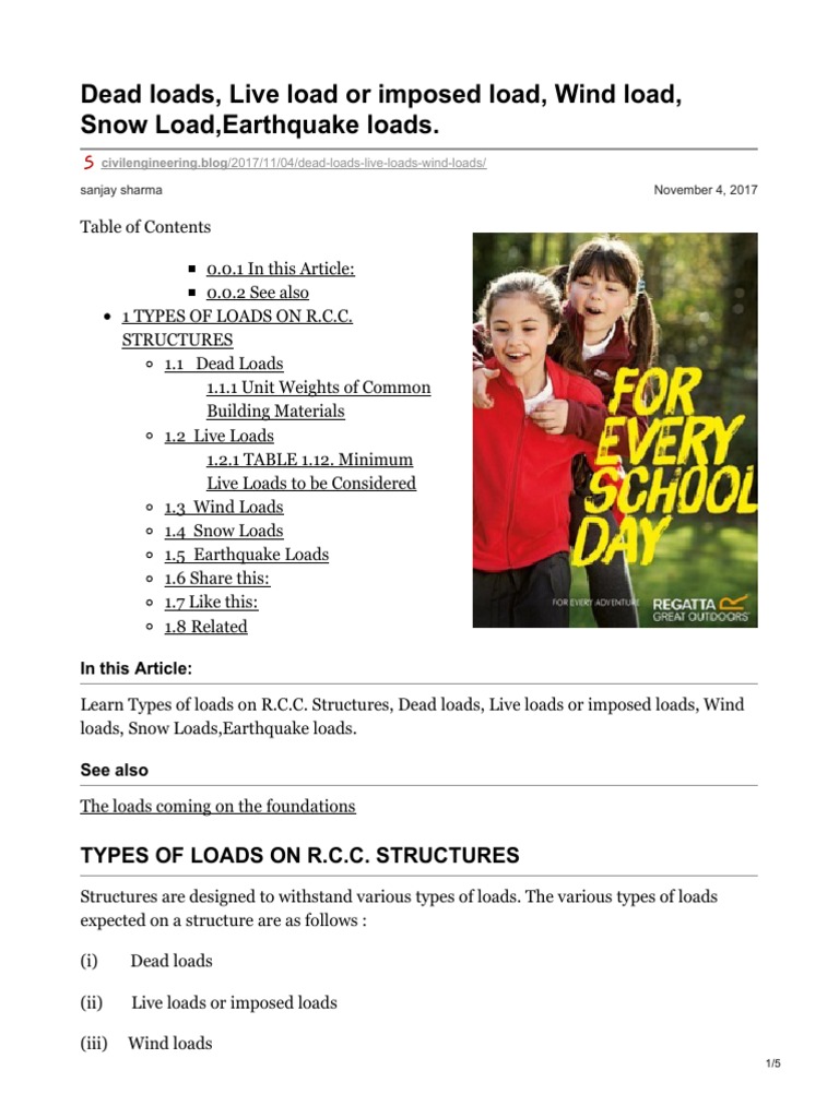 Civilengineering - Blog-Dead Loads Live Load or Imposed Load Wind Load ...