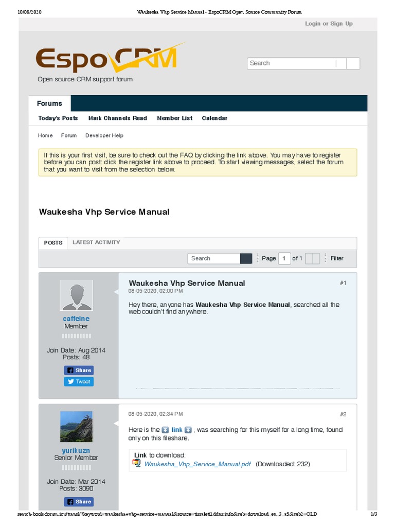 Waukesha VHP Service Manual - EspoCRM Open Source Community Forum | PDF | Internet Forum | Web ...