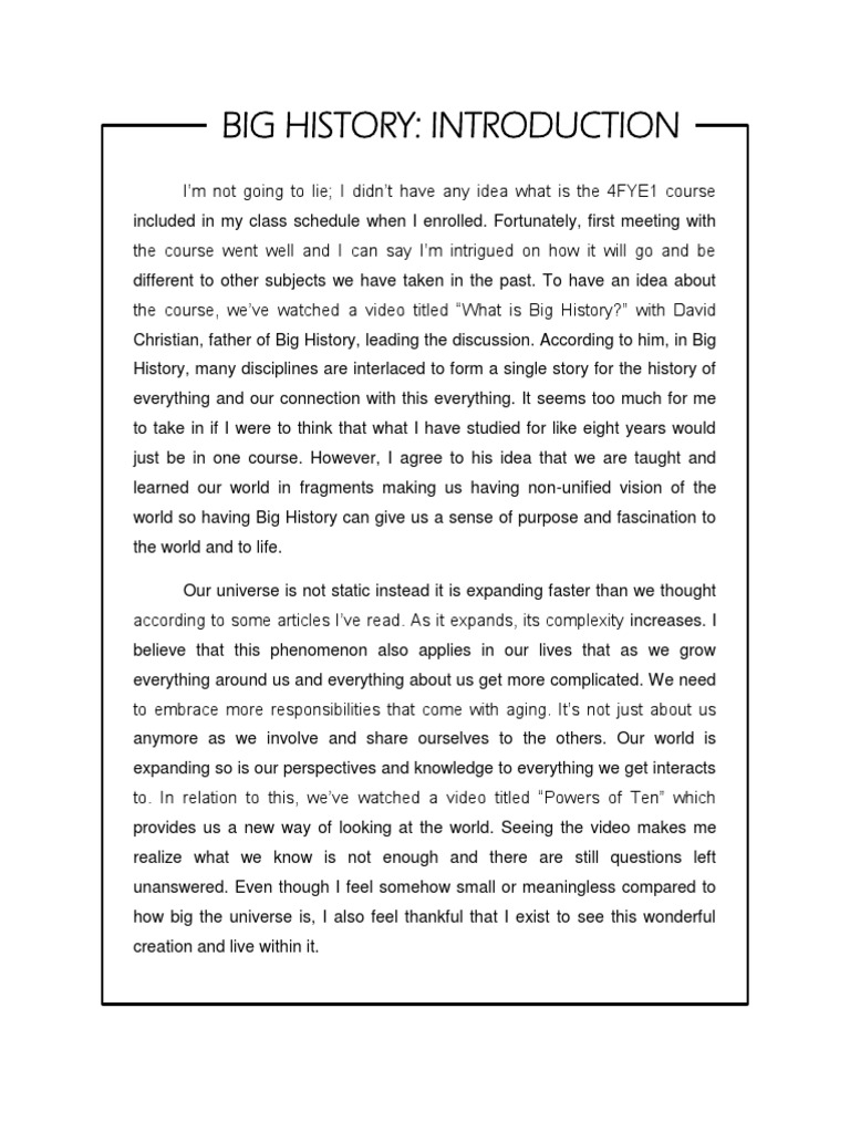 Big History: Introduction Big History: Introduction | PDF | Cognition