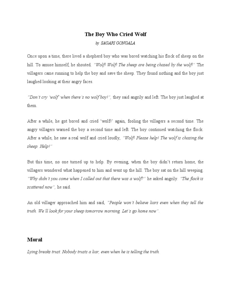 The Boy Who Cried Wolf | PDF