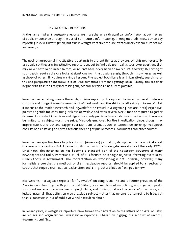 Investigative and Interpretive Reporting Guide | PDF | News | Journalism
