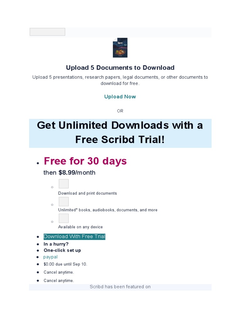 Get Unlimited Downloads With A Free Scribd Trial! | PDF | Audiobook | Scribd