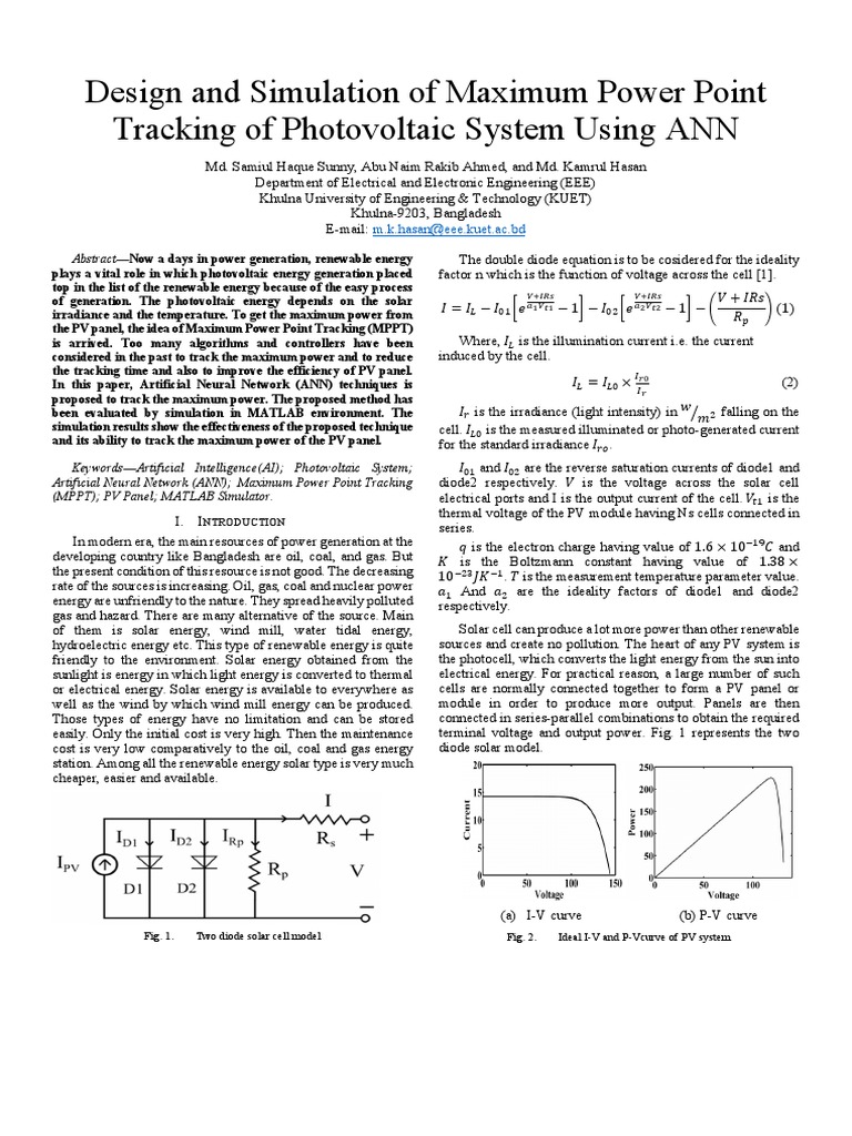 Design and Simulation of Maximum Power Point Tracking of Photovoltaic ...